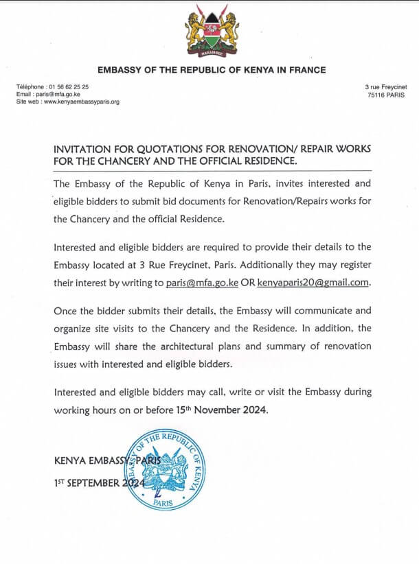 Kenya Embassy France, Paris | Official Website